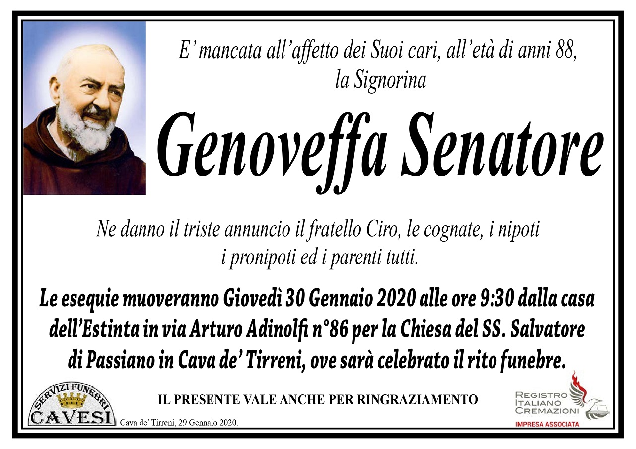 Cava, lutto Senatore - Ulisse online