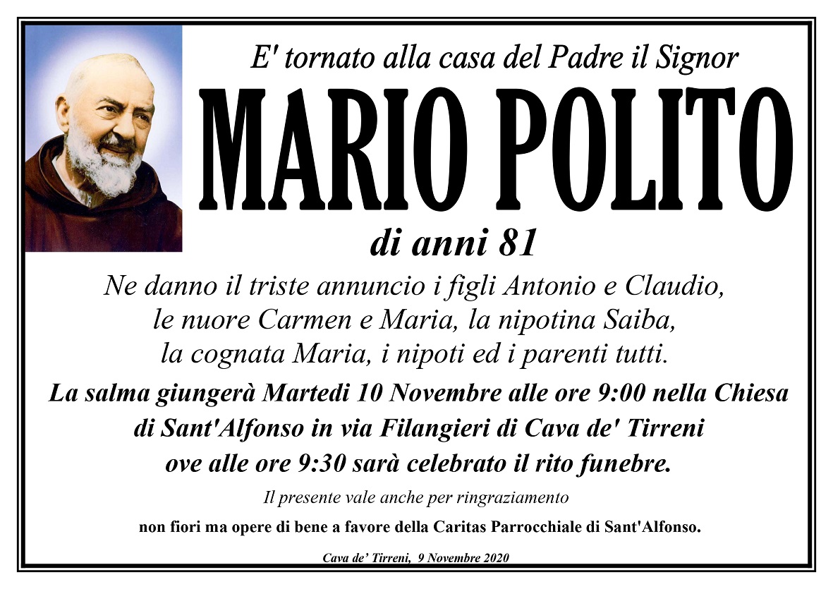 Cava, lutto Polito - Ulisse online