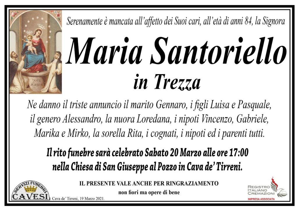 Cava, lutto Santoriello - Trezza - Ulisse online