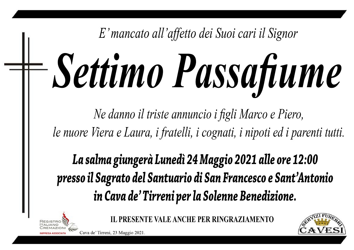Cava, lutto Passafiume - Ulisse online