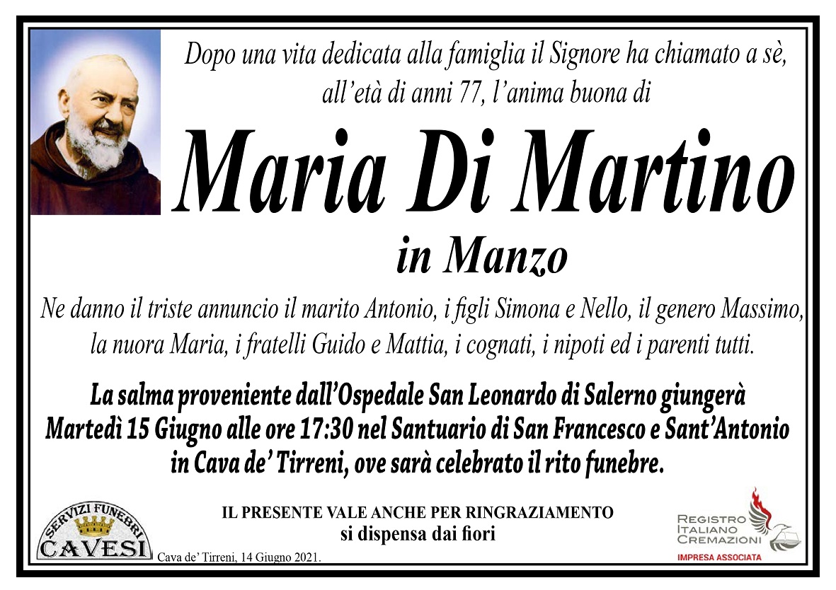Cava, lutto Di Martino - Manzo - Ulisse online